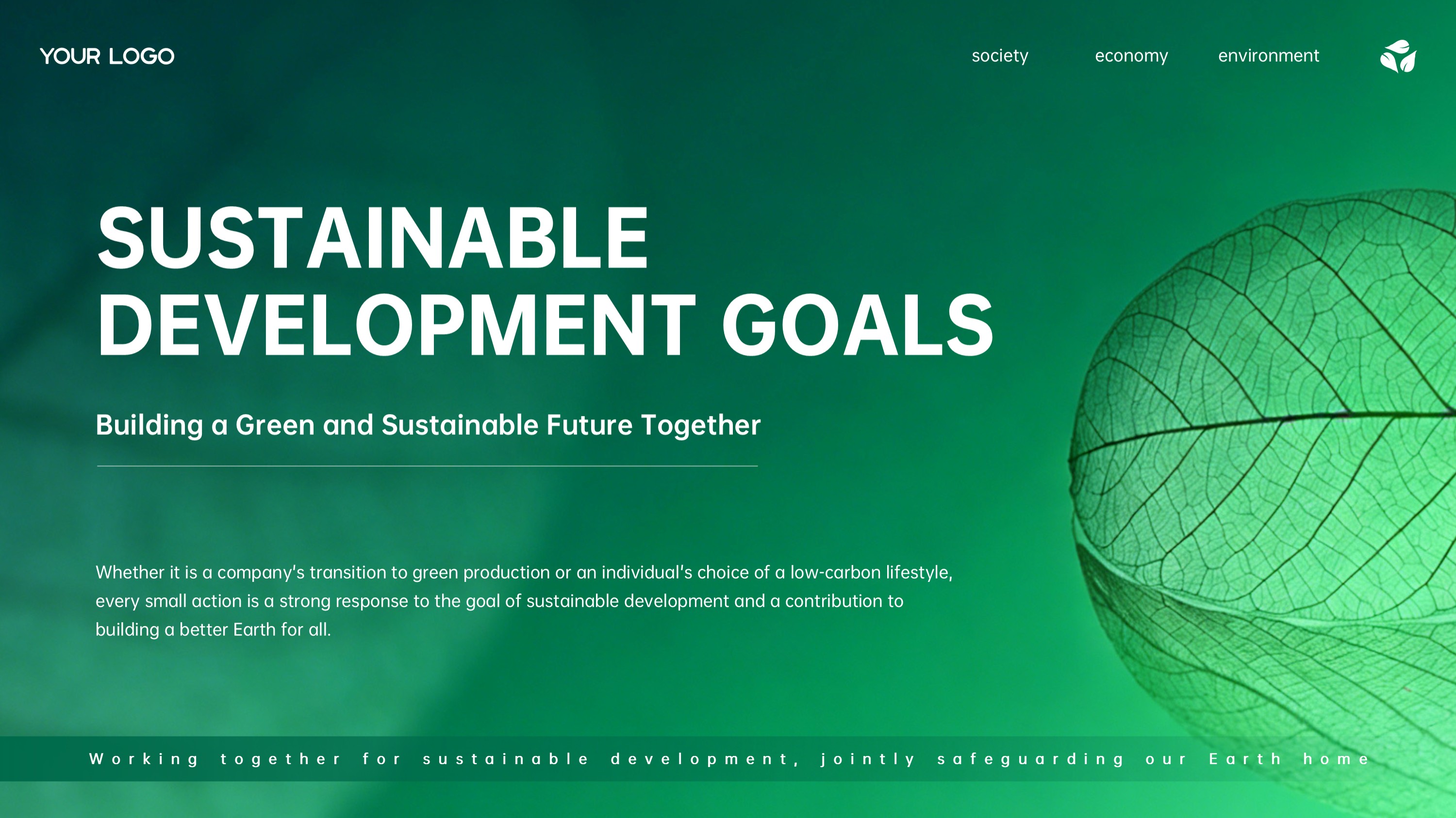 Free Green Sustainable Development Goals PPT Template - AiPPT