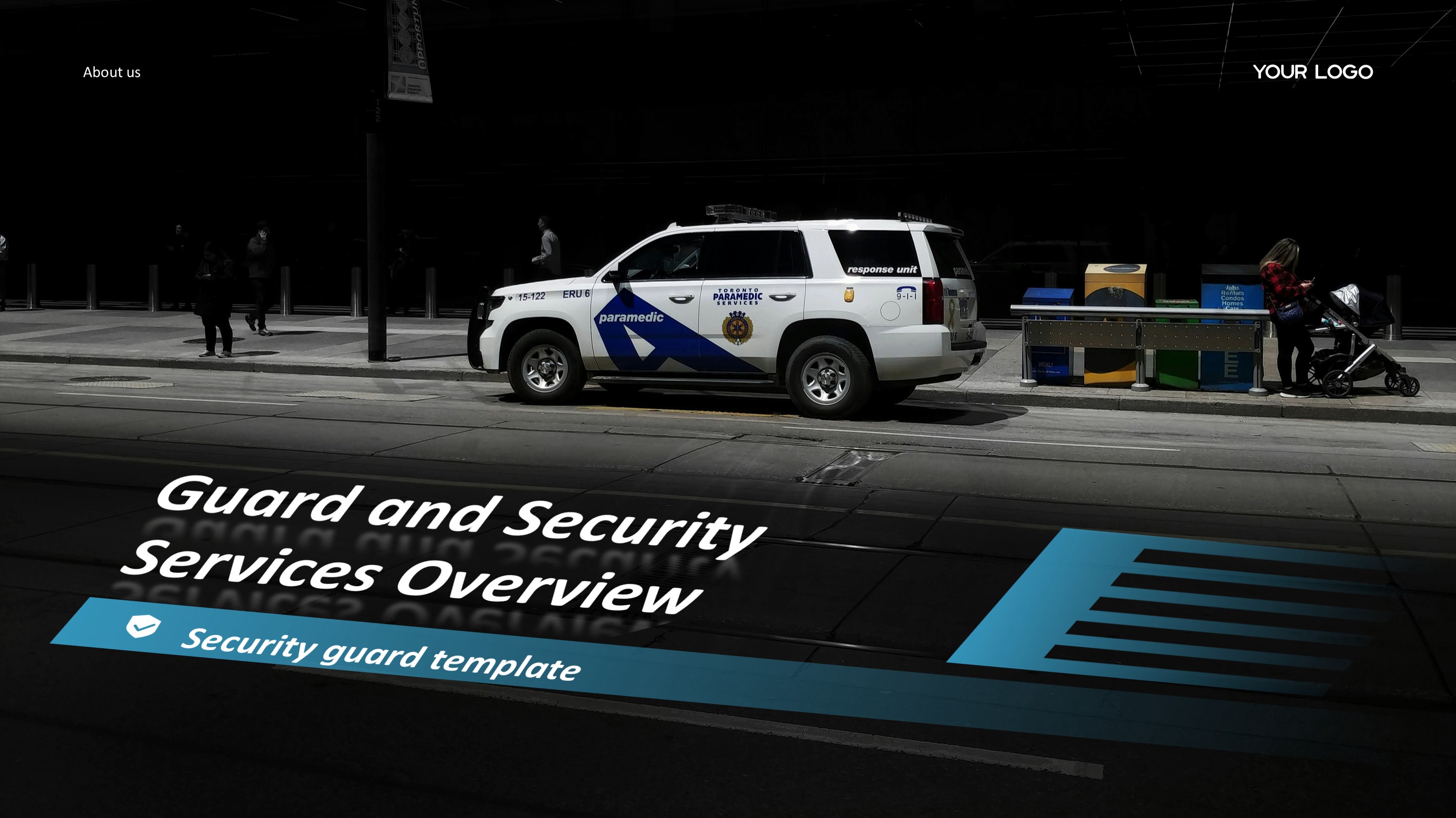 Free Blue Informative Security Guard Template for PowerPoint - AiPPT