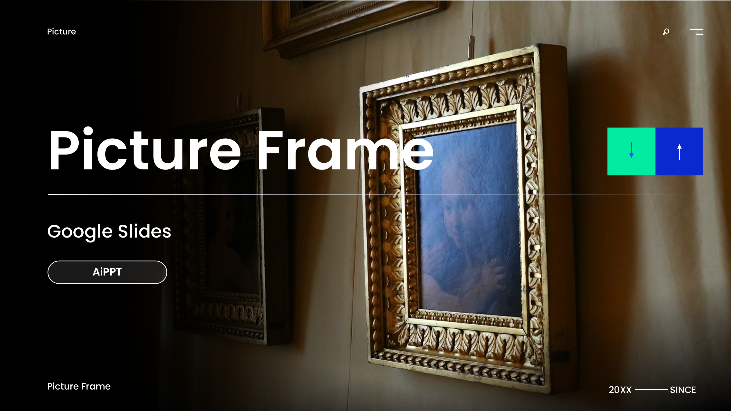 Free Blue Minimalist Picture Frame PowerPoint Template - AiPPT