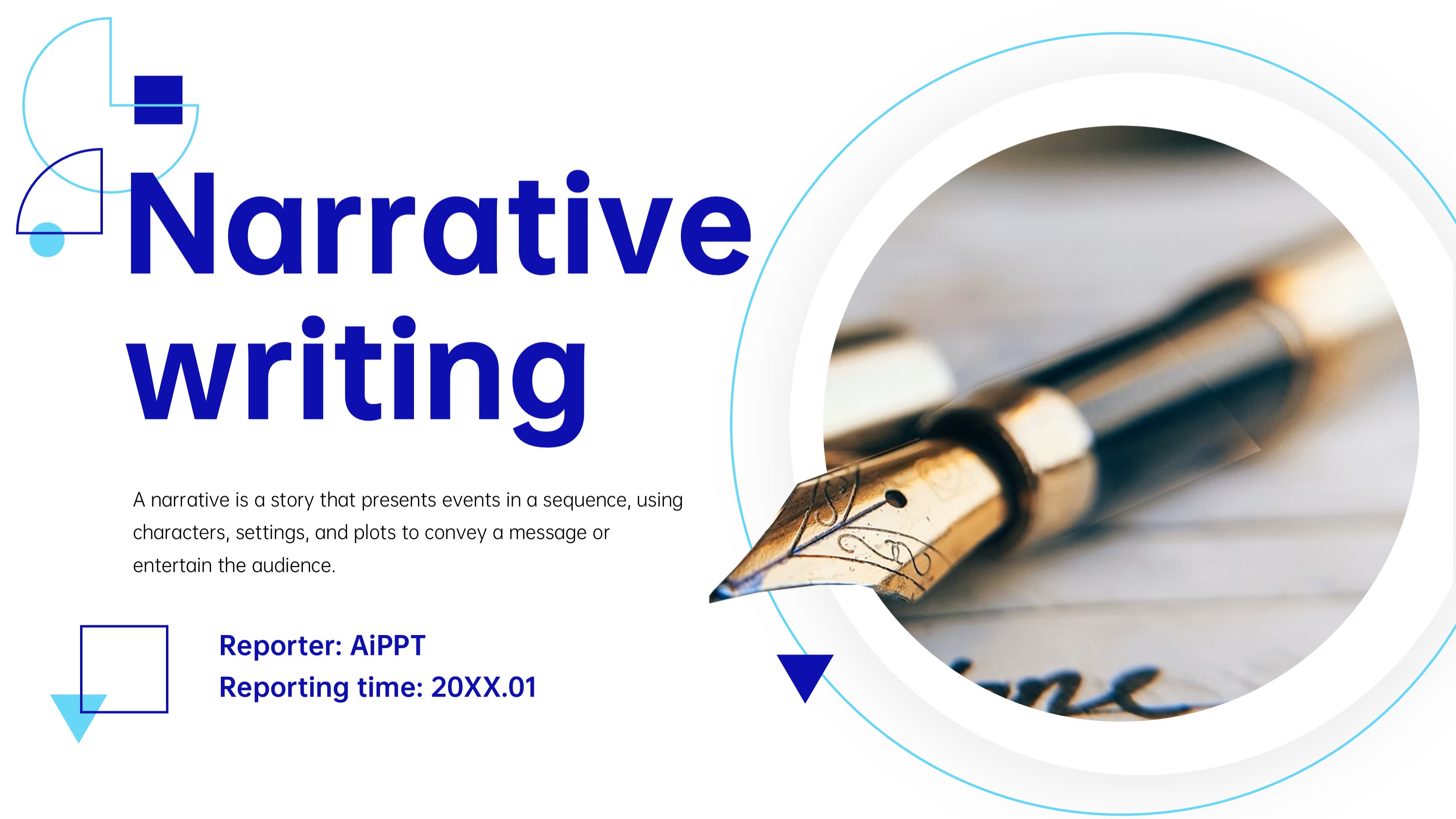 Free Blue Educational Narrative Writing PPT Template - AiPPT